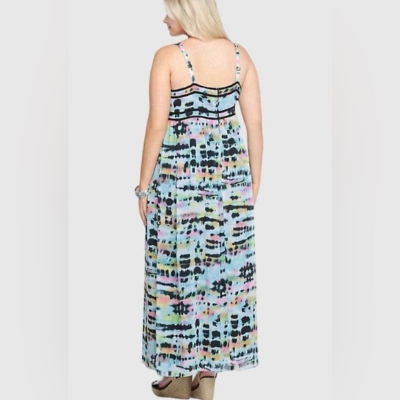 torrid | Dresses | Torrid Tiedye Maxi Dress W Tank Straps Black Piping ...